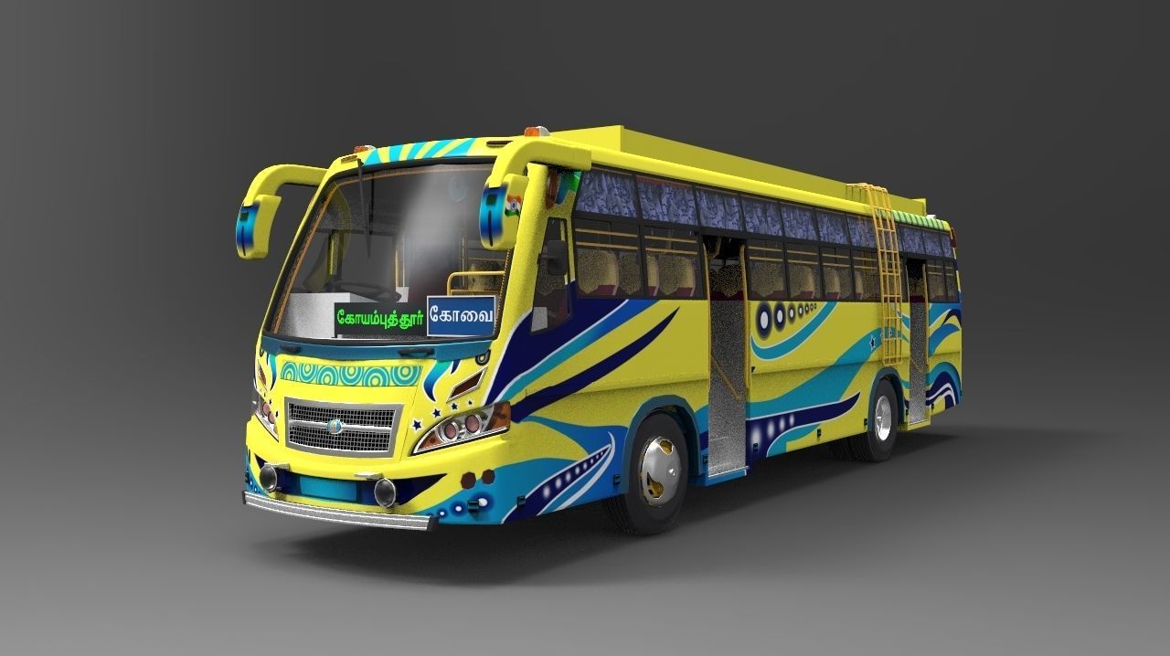 3D model TAMIL NADU PNK SRT BUS 3D MODEL VR / AR / low-poly | CGTrader