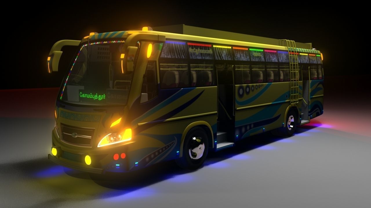 3D model TAMIL NADU PNK SRT BUS 3D MODEL VR / AR / low-poly | CGTrader