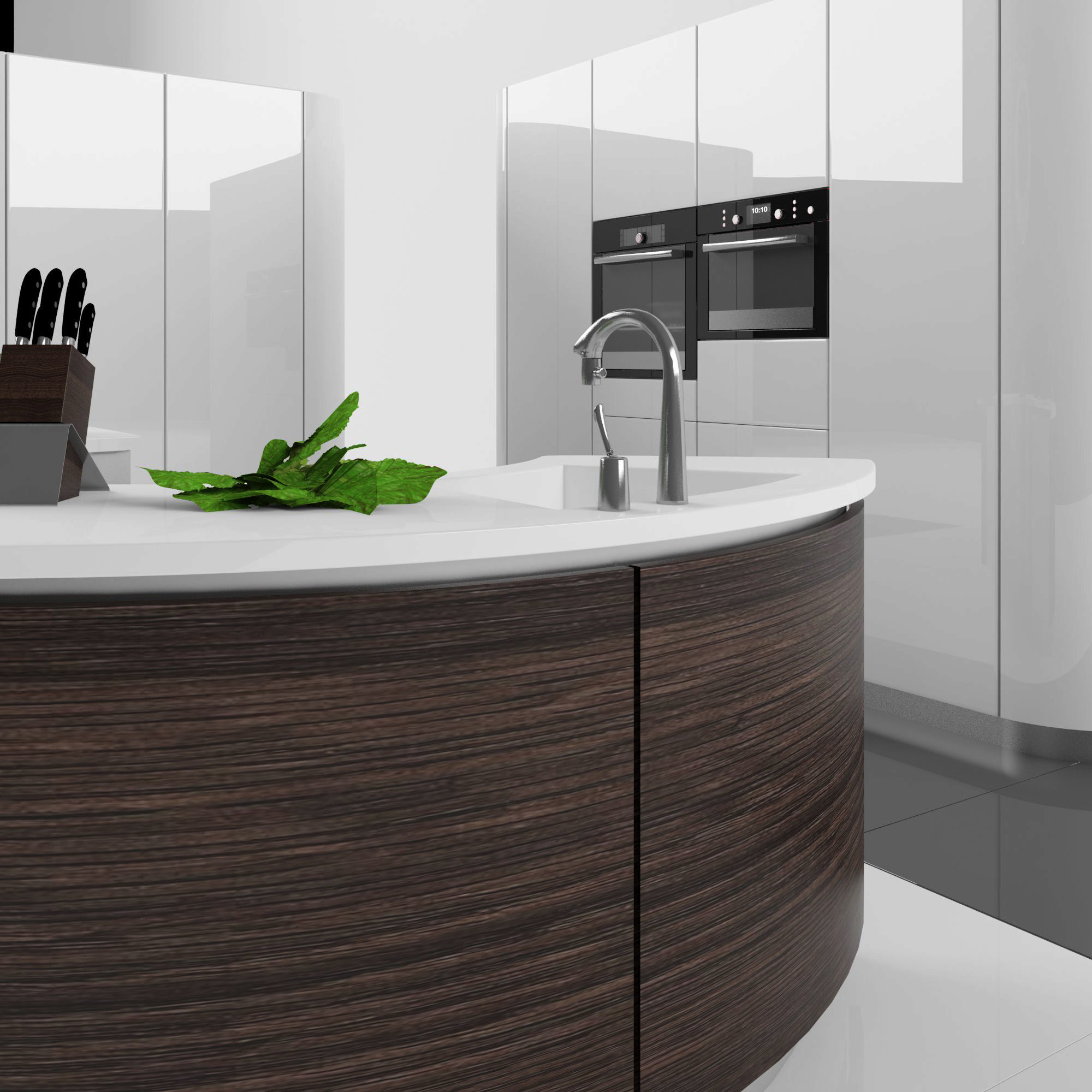 Round modern kitchen 3D model | CGTrader