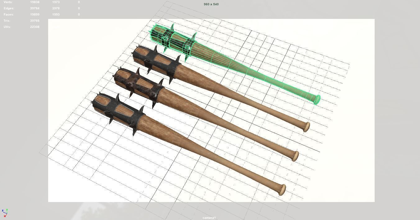 3D model Spiked Bat Set VR / AR / low-poly | CGTrader