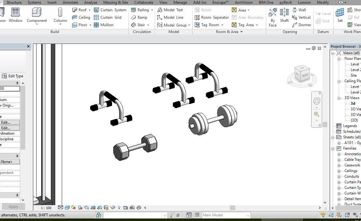 34 Gym models Revit Family 2015 3D model | CGTrader