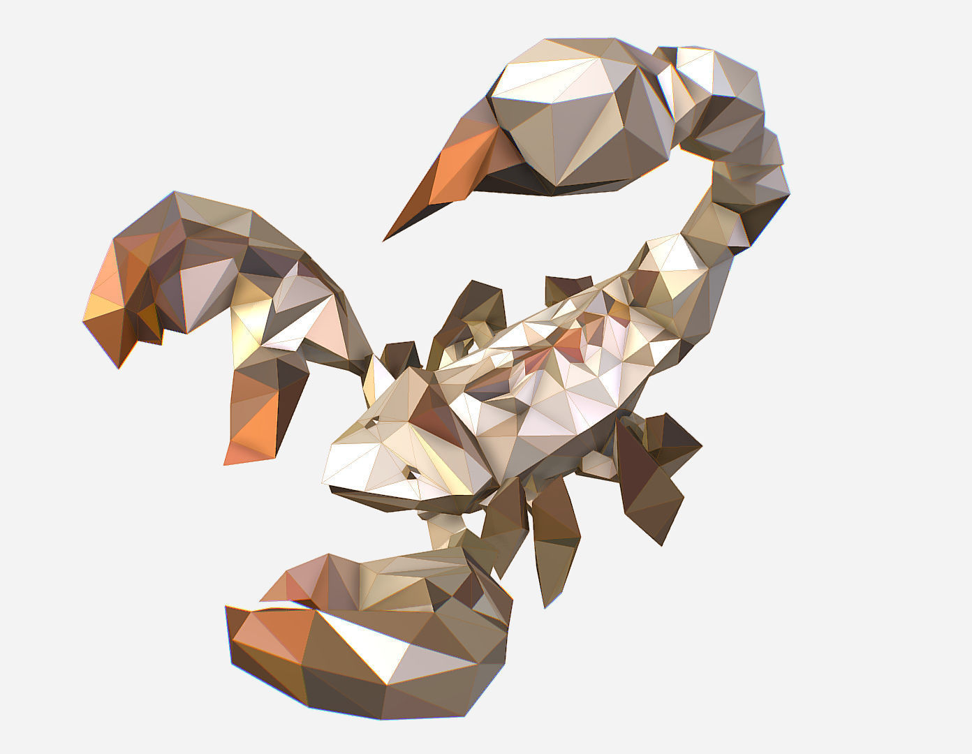 3D model Animated Low Poly Art White Scorpion 3d model VR / AR / low ...