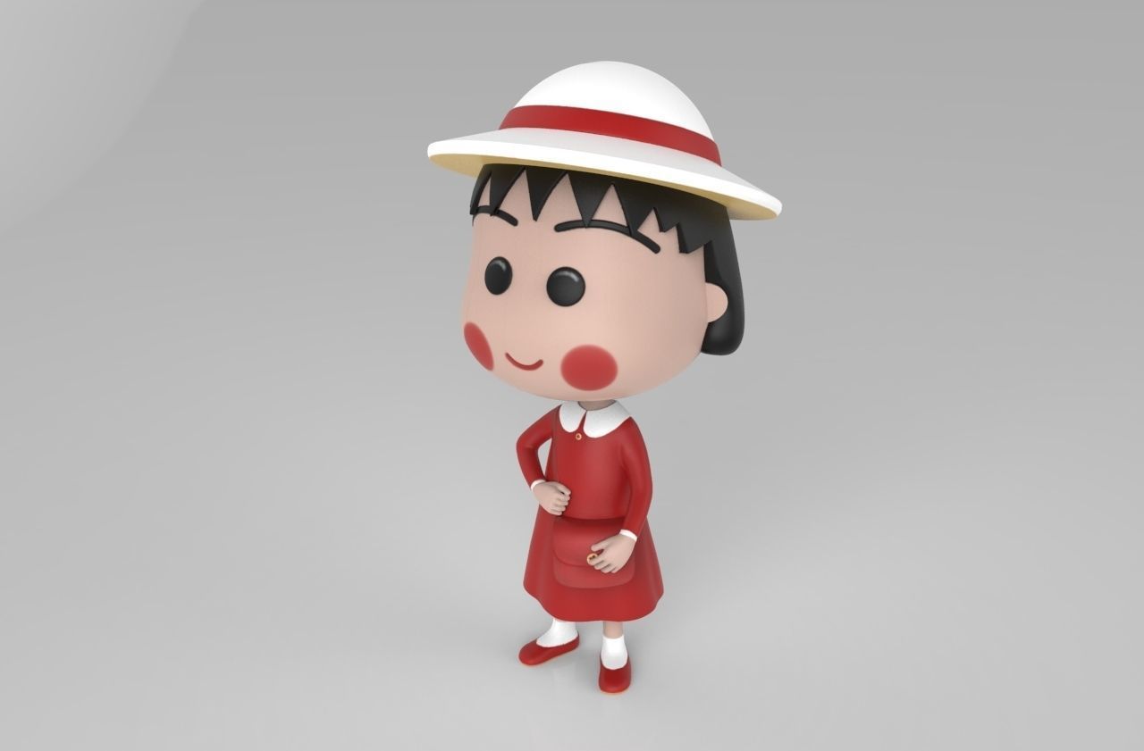 Chibi Maruko Chan Red Dress 3D model 3D printable | CGTrader