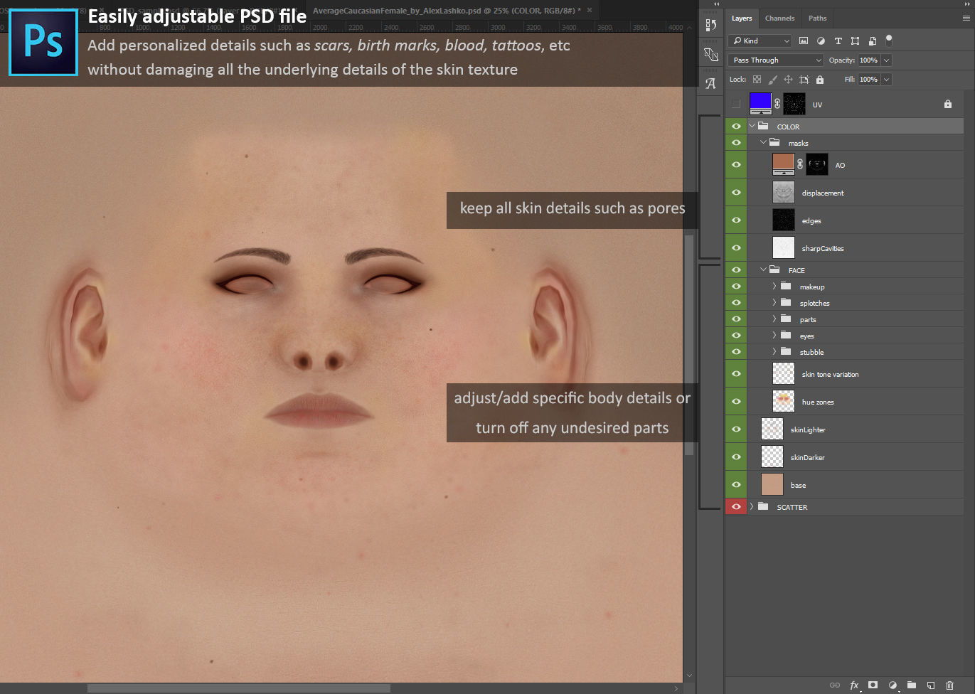 3D model Average Caucasian Female Head VR / AR / low-poly | CGTrader