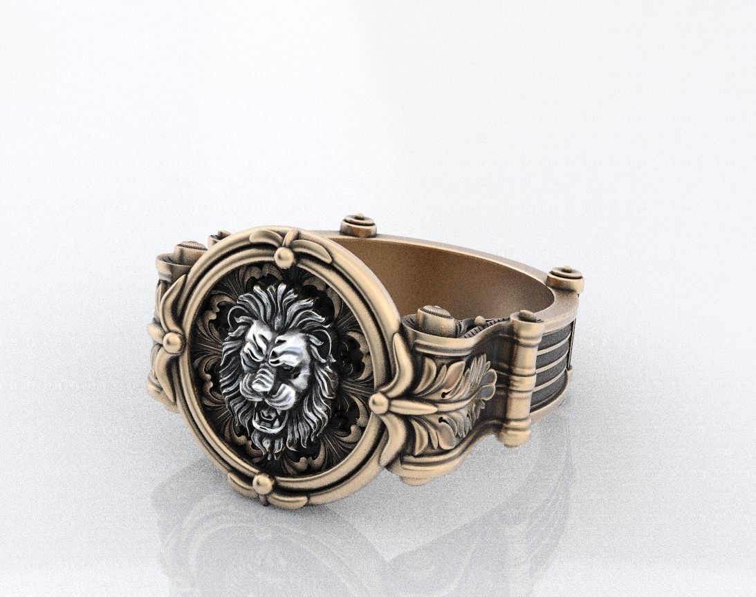 An ancient lions ring with patterns 373 3D model 3D printable | CGTrader