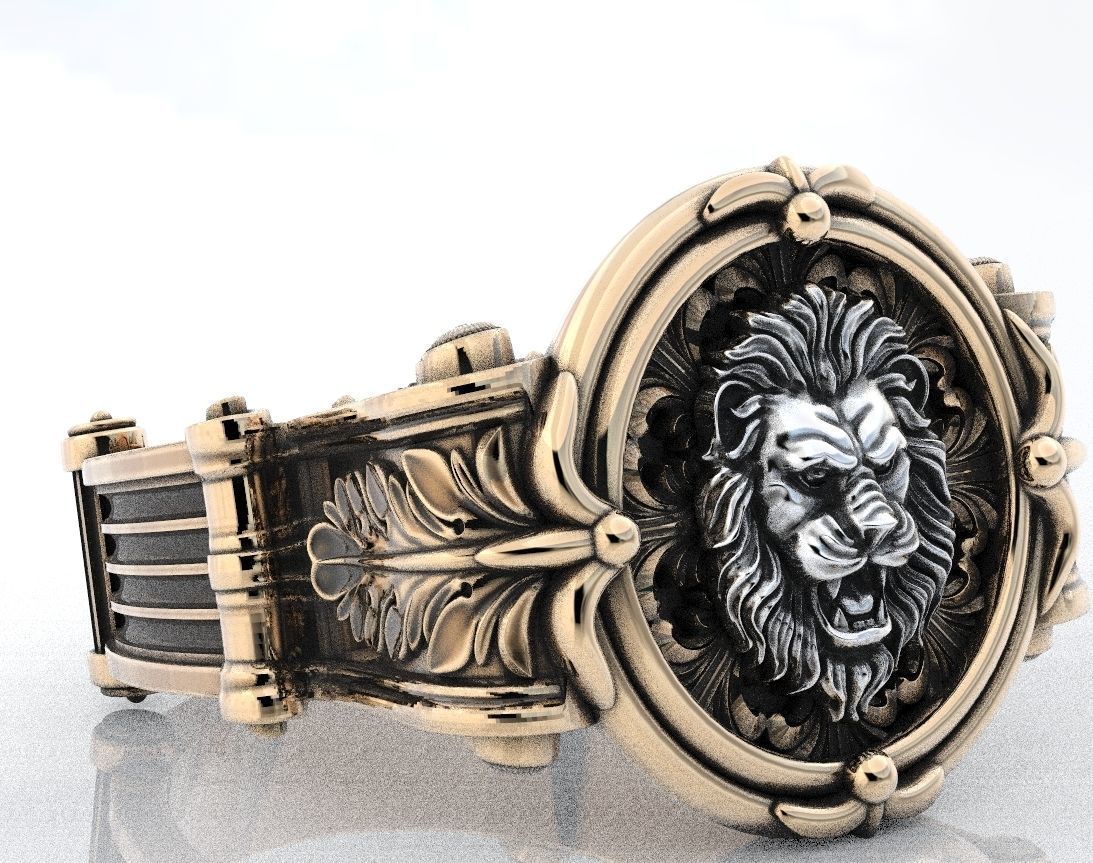 An ancient lions ring with patterns 373 3D model 3D printable | CGTrader