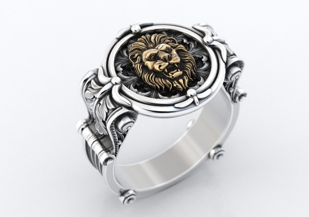 An ancient lions ring with patterns 373 3D model 3D printable | CGTrader