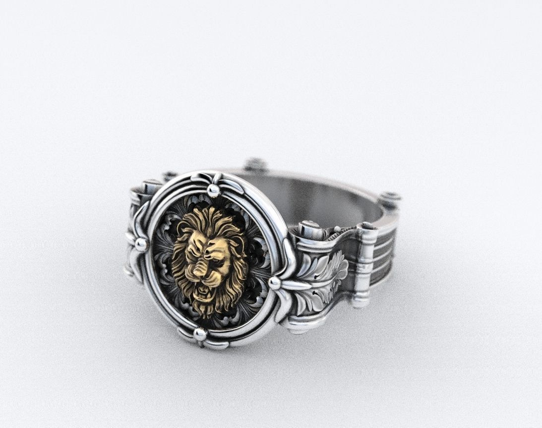 An ancient lions ring with patterns 373 3D model 3D printable | CGTrader