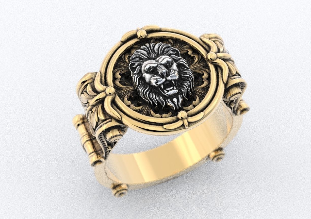 An ancient lions ring with patterns 373 3D model 3D printable | CGTrader