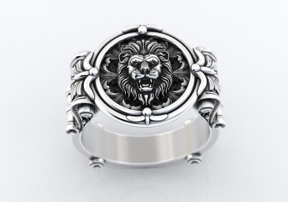 An ancient lions ring with patterns 373 3D model 3D printable | CGTrader