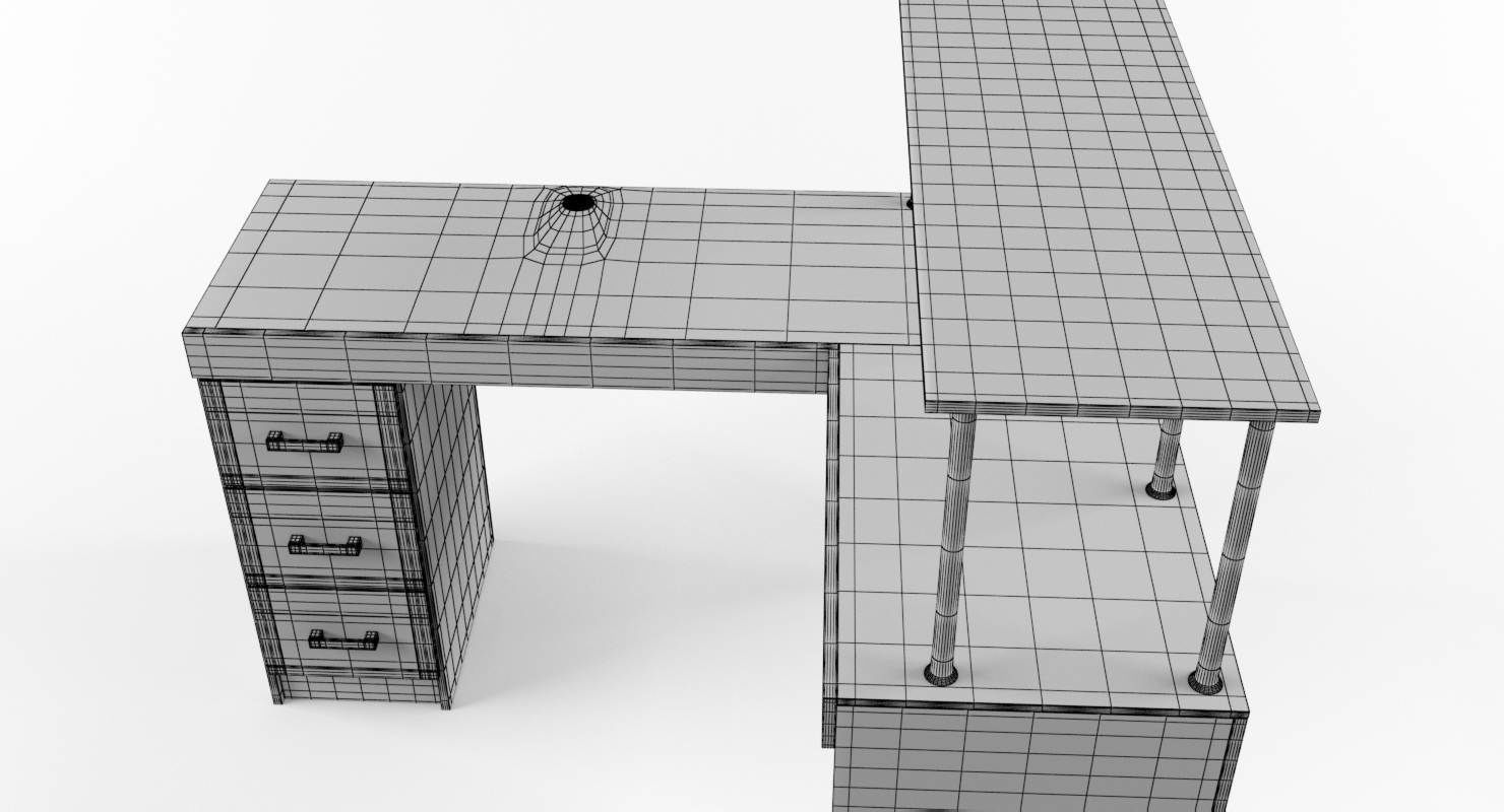 L-Shaped Office Desk 3D model | CGTrader