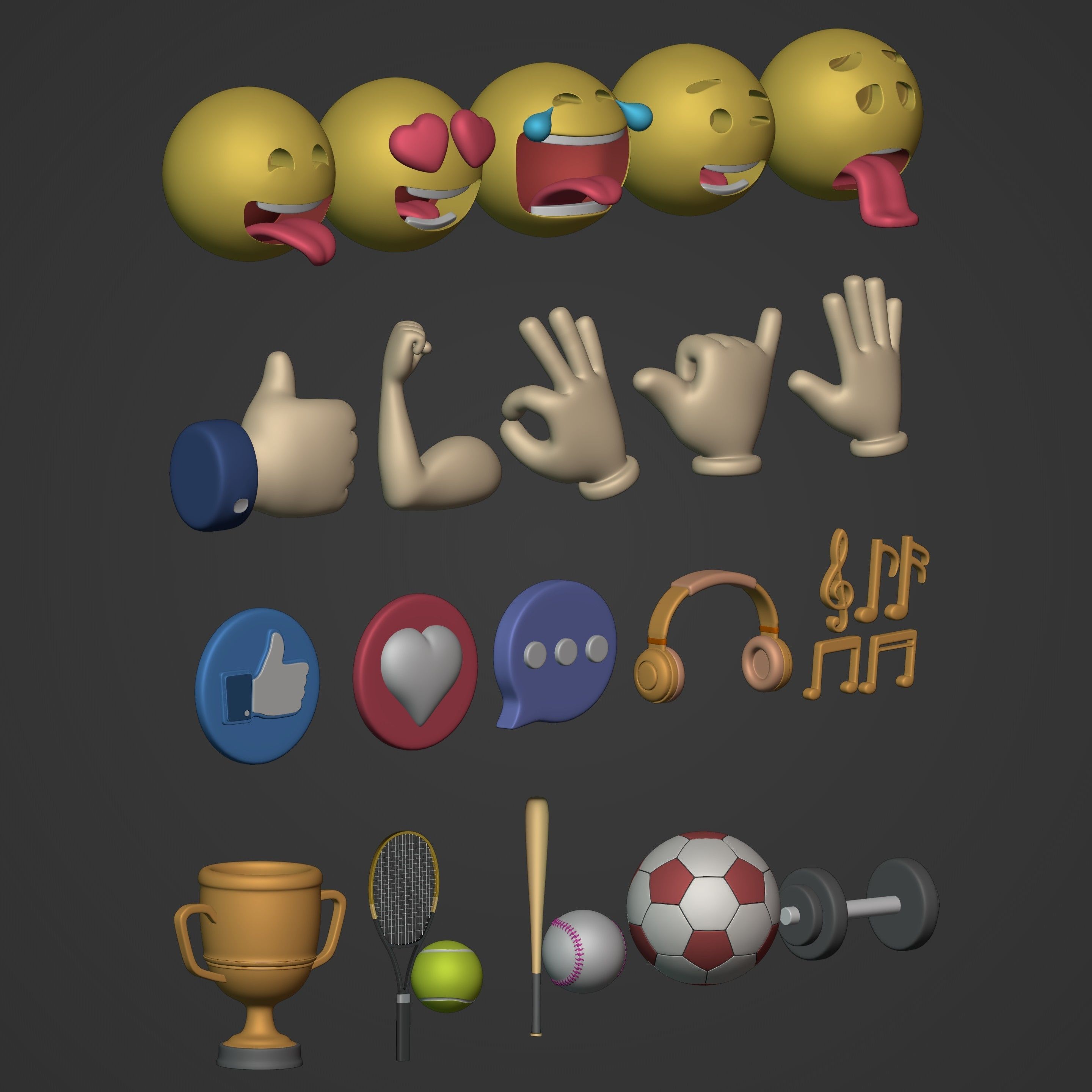 3D model Cartoon Icons Collection VR / AR / low-poly | CGTrader