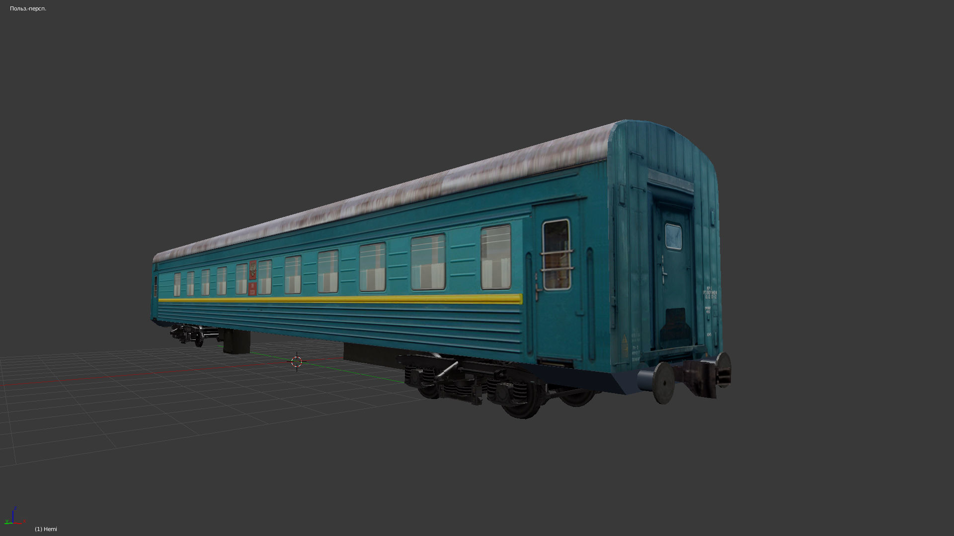3D model Railway Carriage RZD Zouralye brand wagon VR / AR / low-poly ...