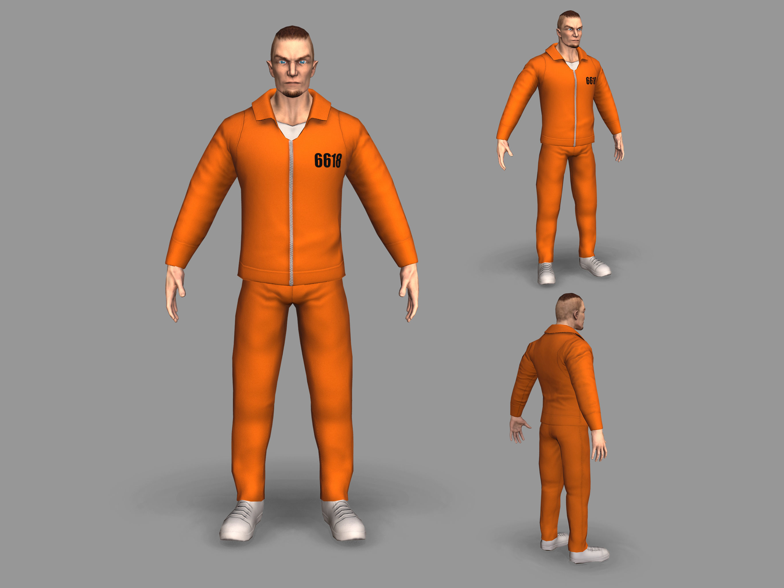 3D model Prisoner man in orange prison uniform VR / AR / low-poly ...