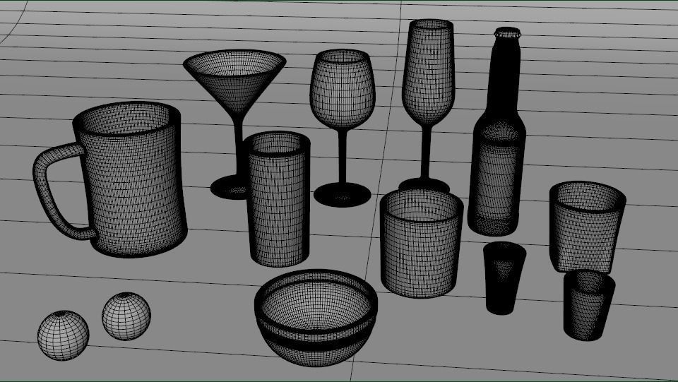 Glass Set with Shader 3D model | CGTrader