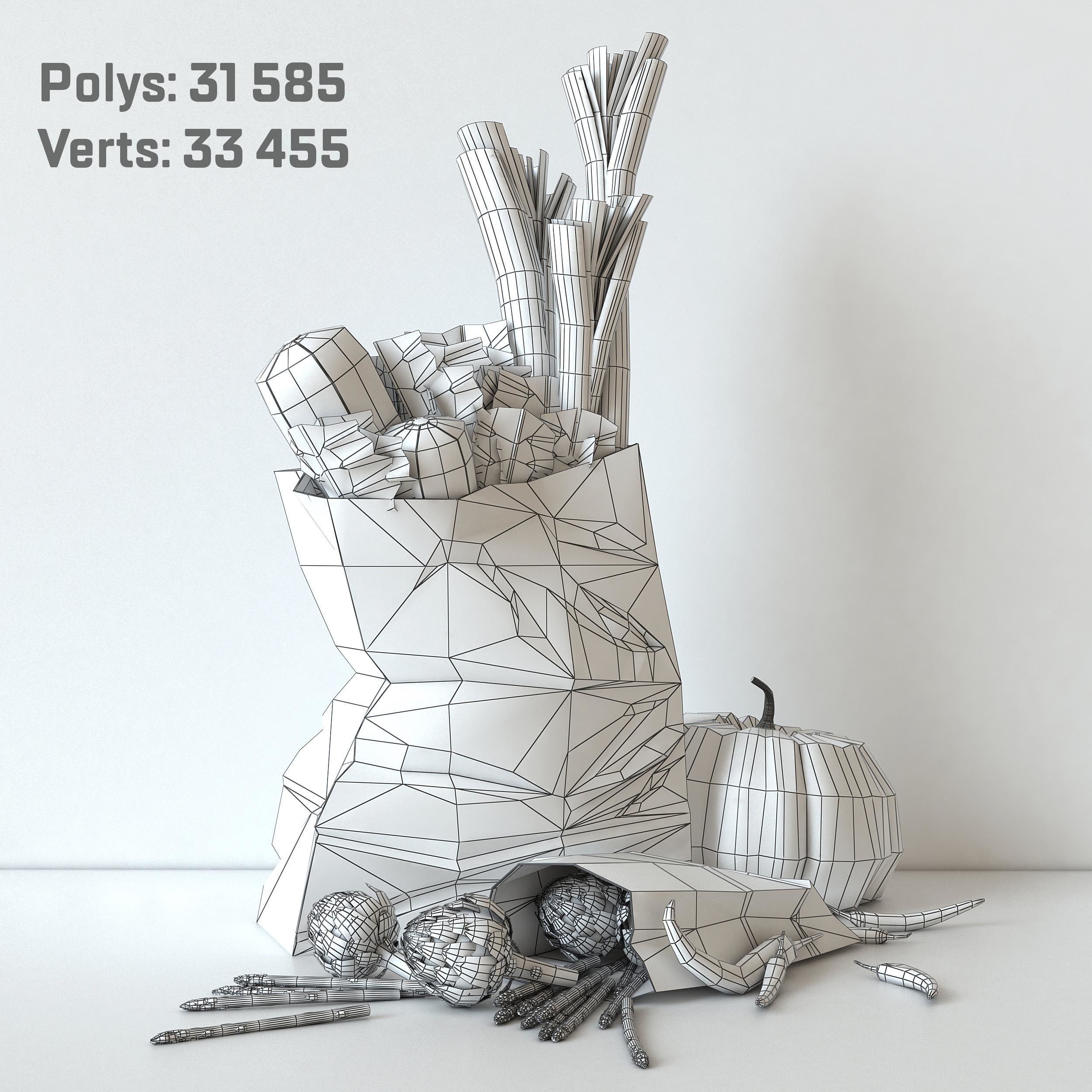 green veggies in packet render ready vray 3D model | CGTrader