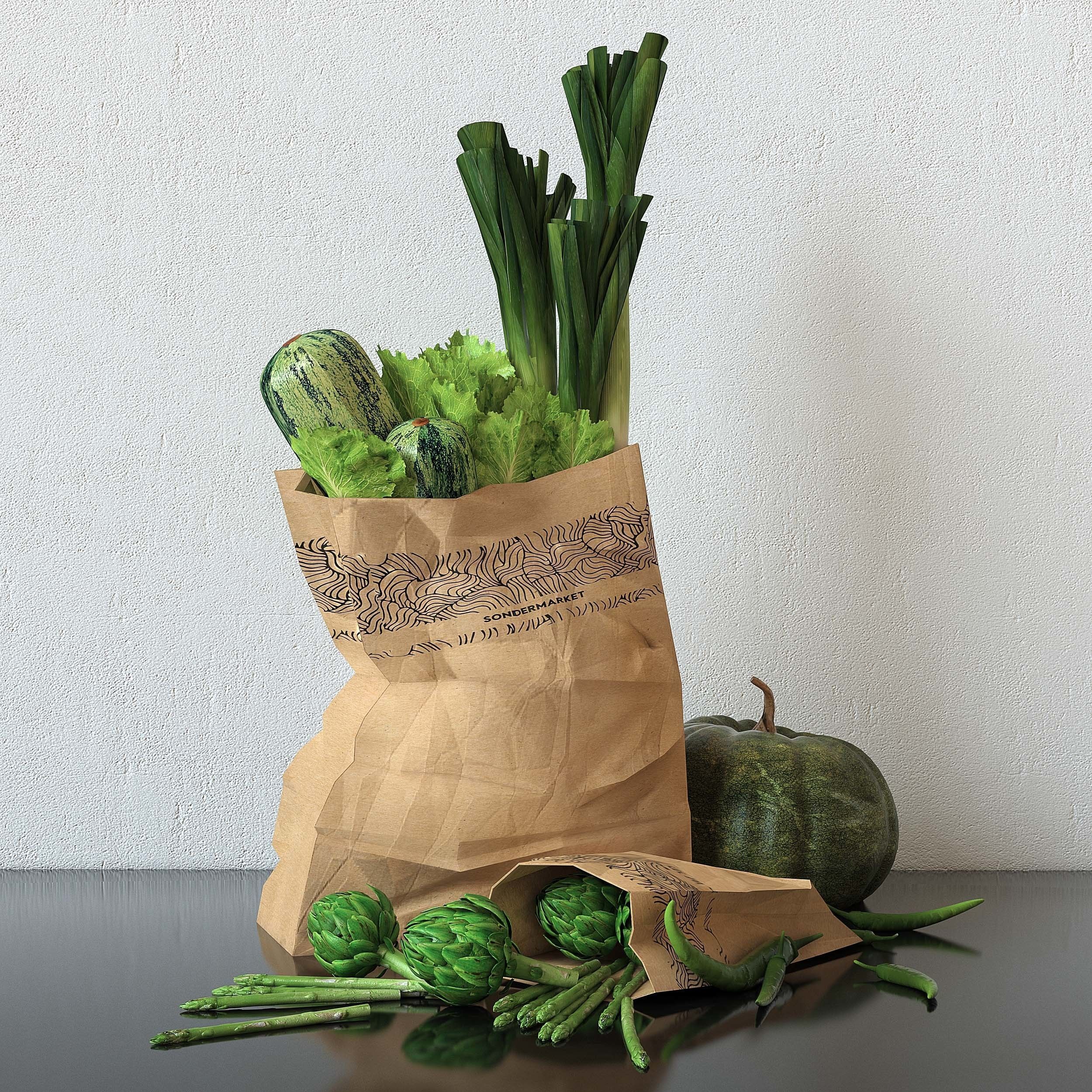 green veggies in packet render ready vray 3D model | CGTrader