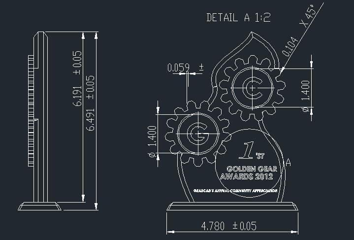 USD 4000 per unit Golden Gear Awards 2012 Trophy Concept Design free 3D ...