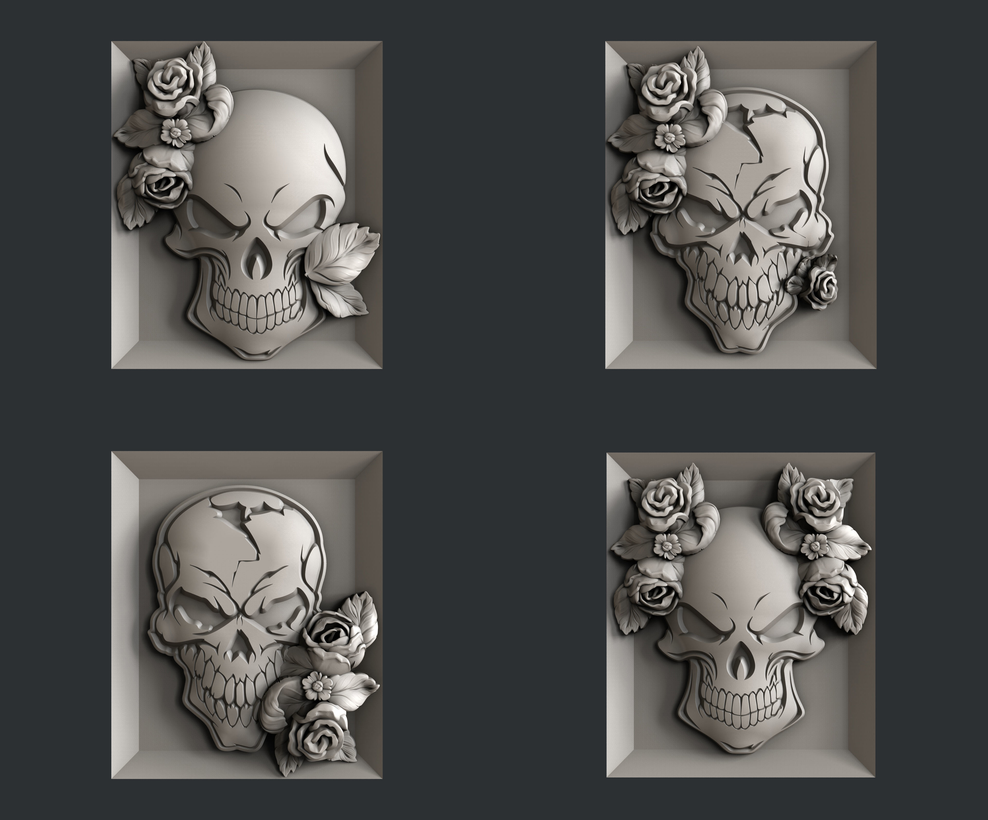3d STL models for CNC skull rosses 3D model | CGTrader