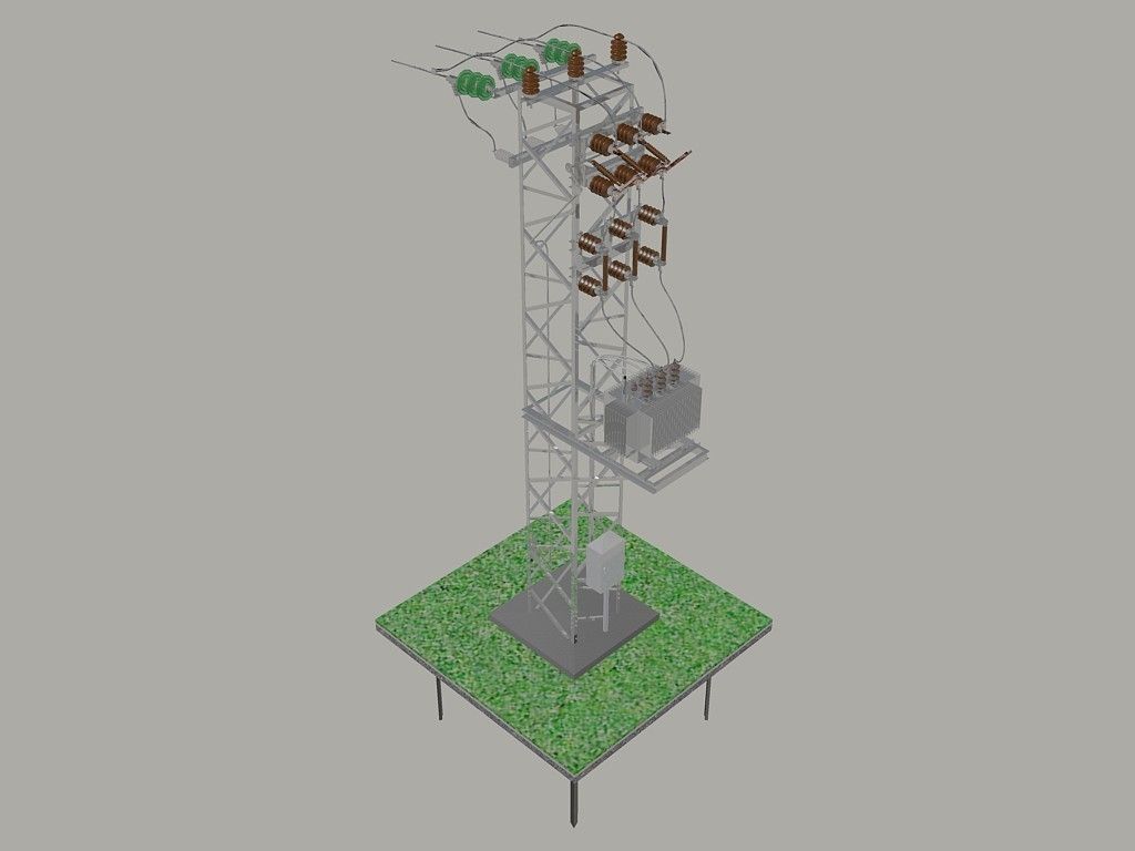 Tower transformer station free 3D model | CGTrader