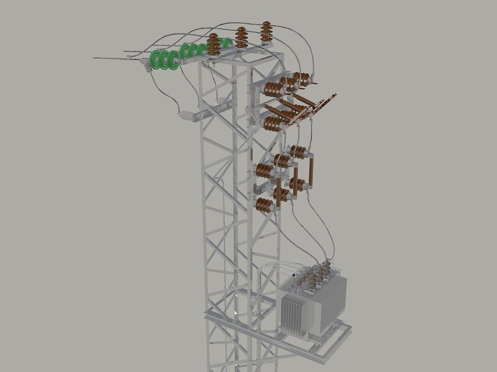 Tower transformer station free 3D model | CGTrader