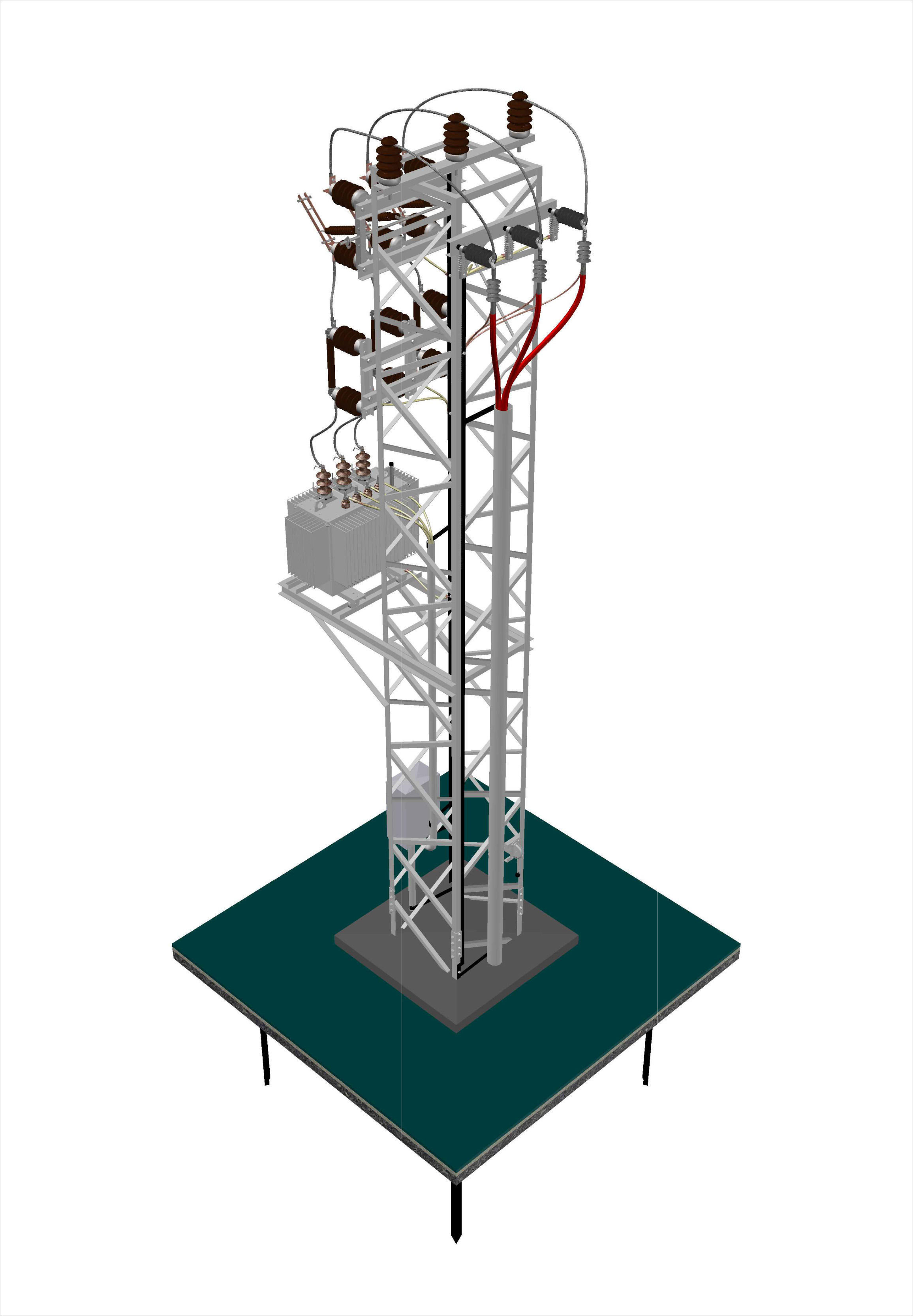 Cable Feeded Tower Transformer Station free 3D model | CGTrader