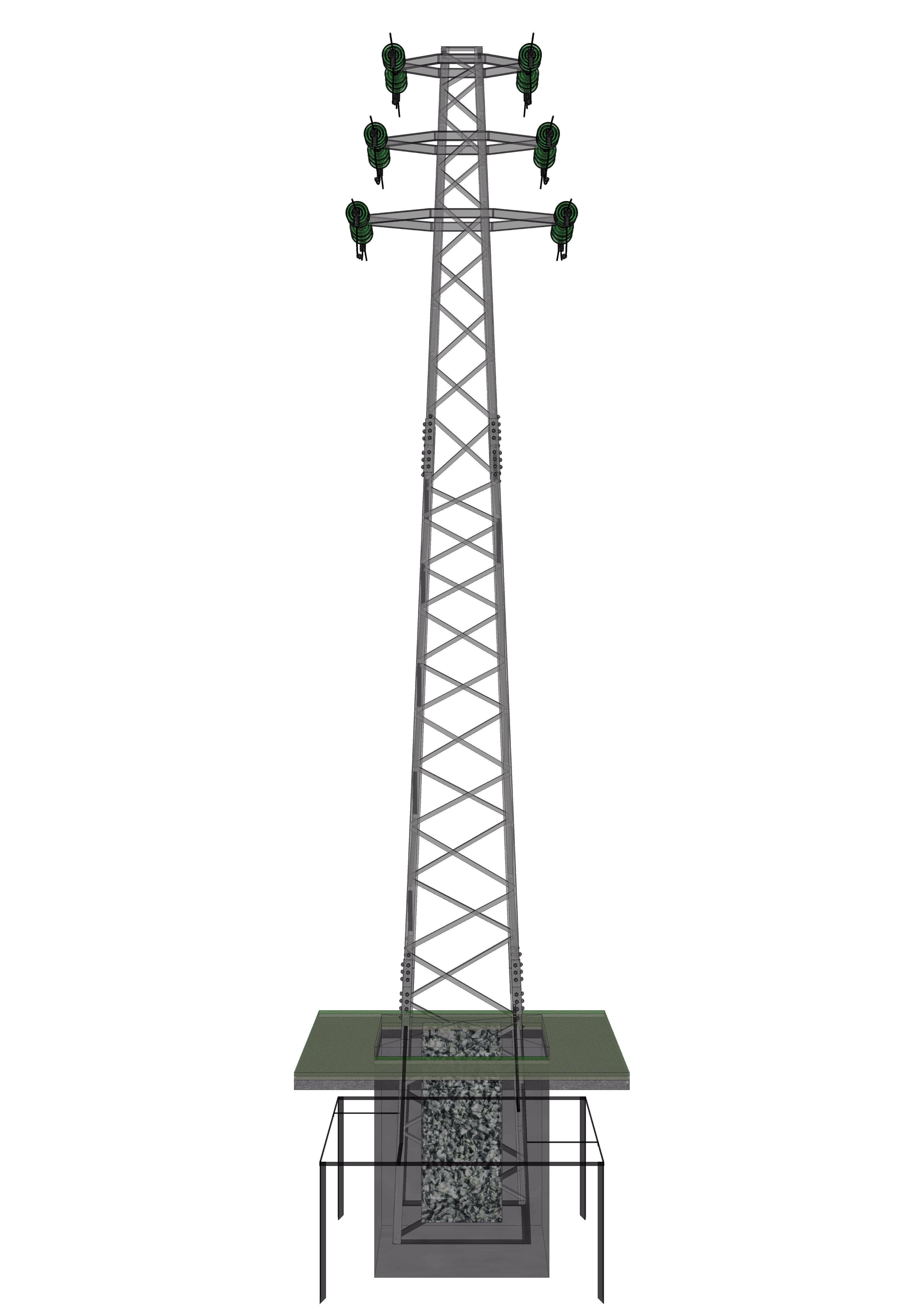 Voltage overhead power line tower 952 D average 900 mm free 3D model ...