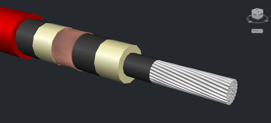 20 kV power cable NA2XSY 185 mm2 free 3D model | CGTrader