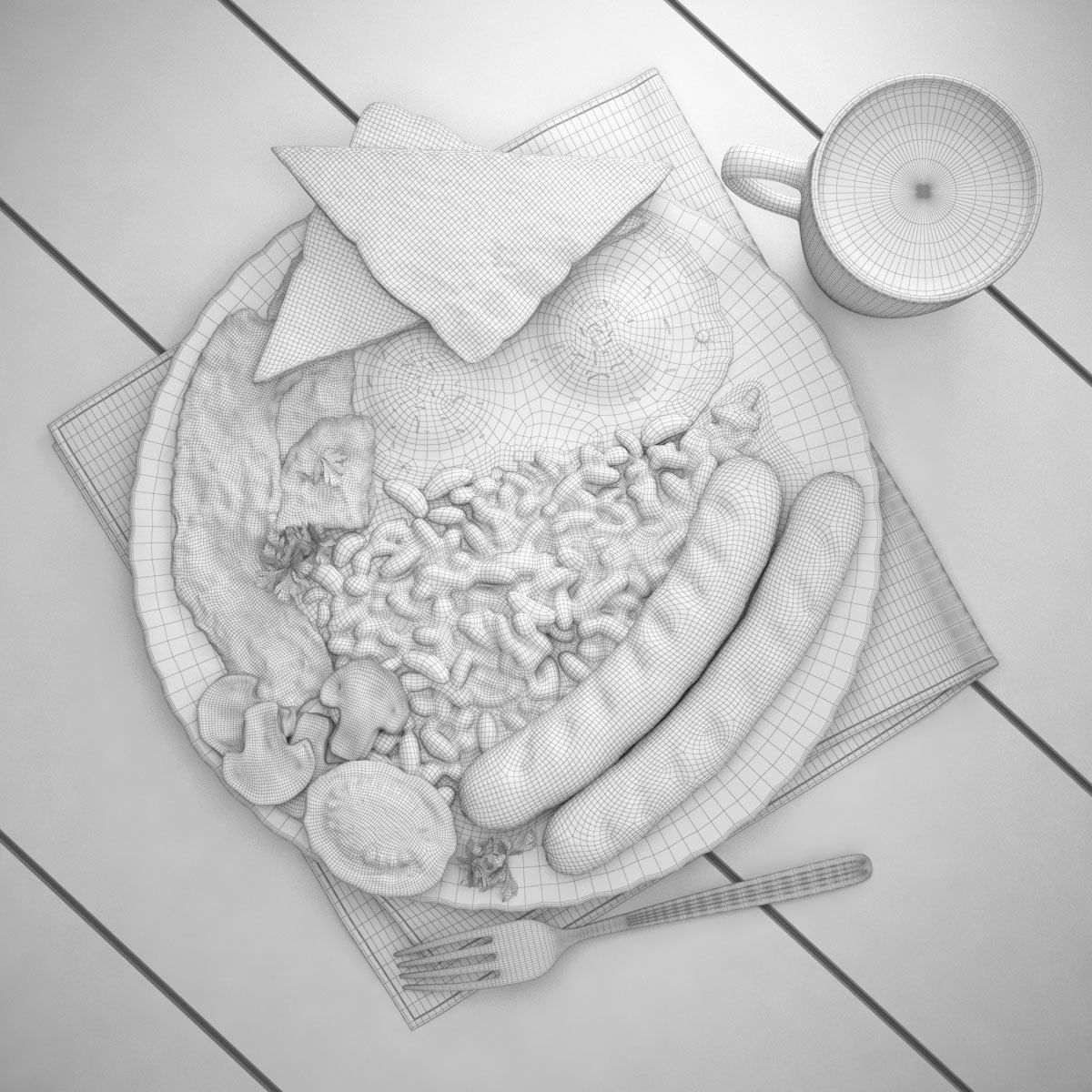 Full English breakfast 3D model | CGTrader