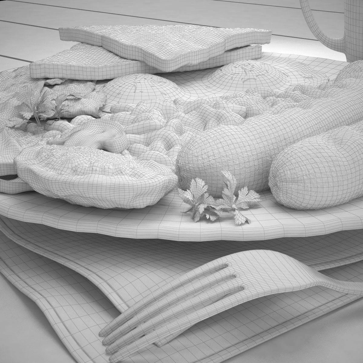Full English breakfast 3D model | CGTrader