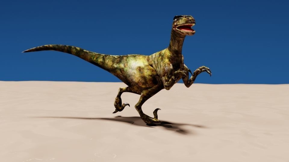 3D model raptor dinosaur running in desert VR / AR / low-poly | CGTrader