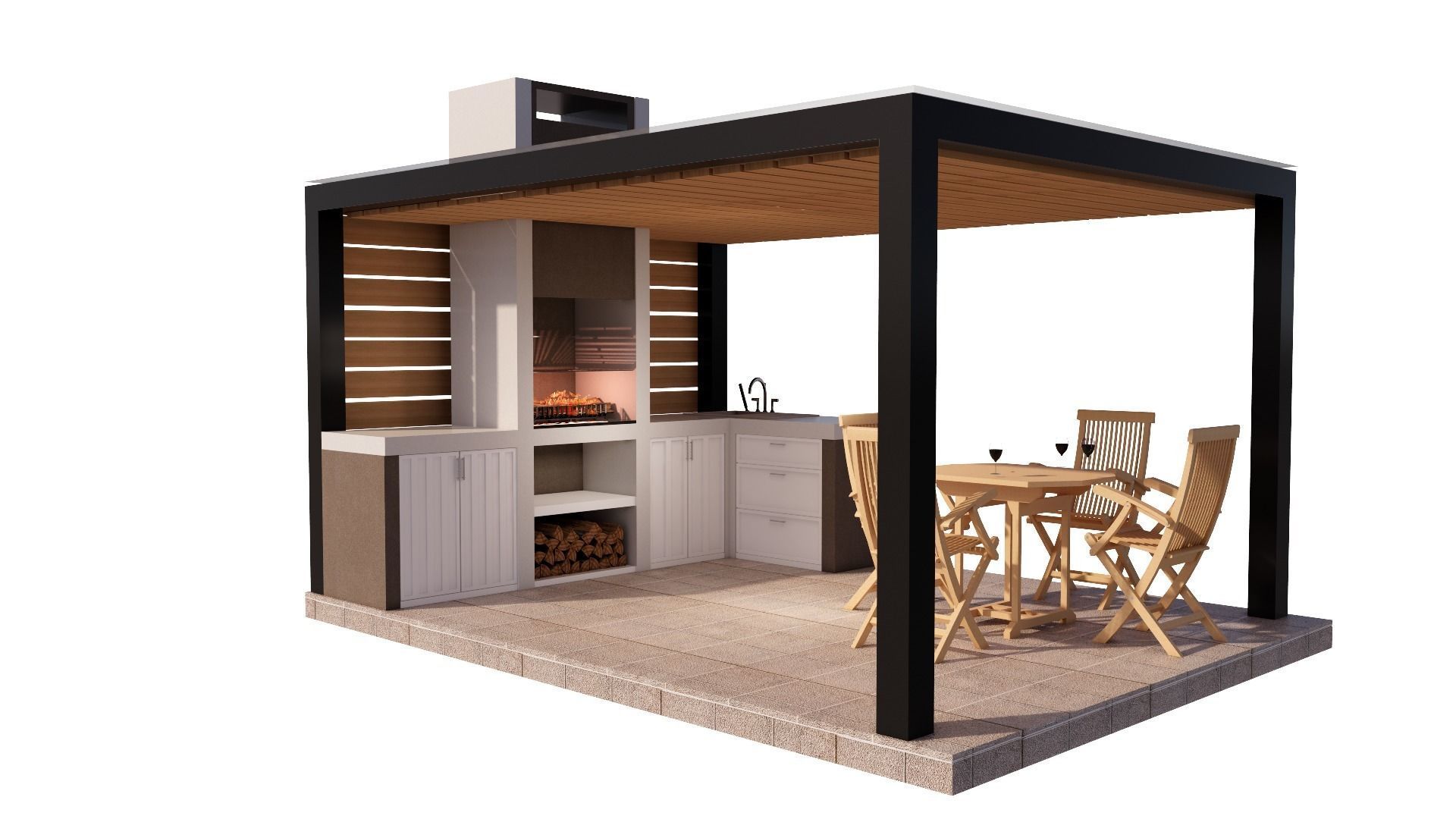 3D model furniture outdoor kitchen barbecue 3D model VR / AR / low-poly ...