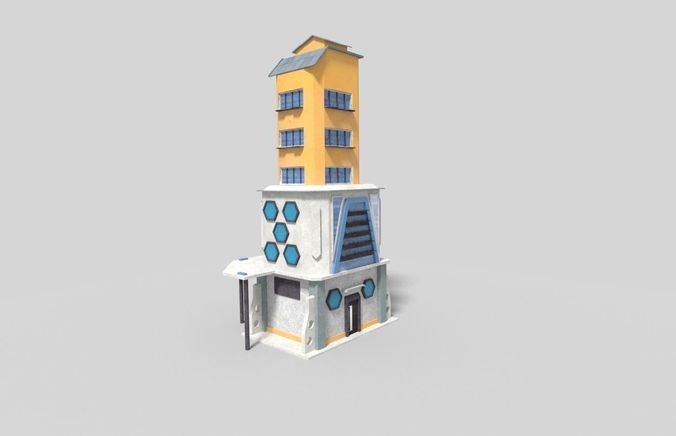3D model low poly modern building VR / AR / low-poly | CGTrader