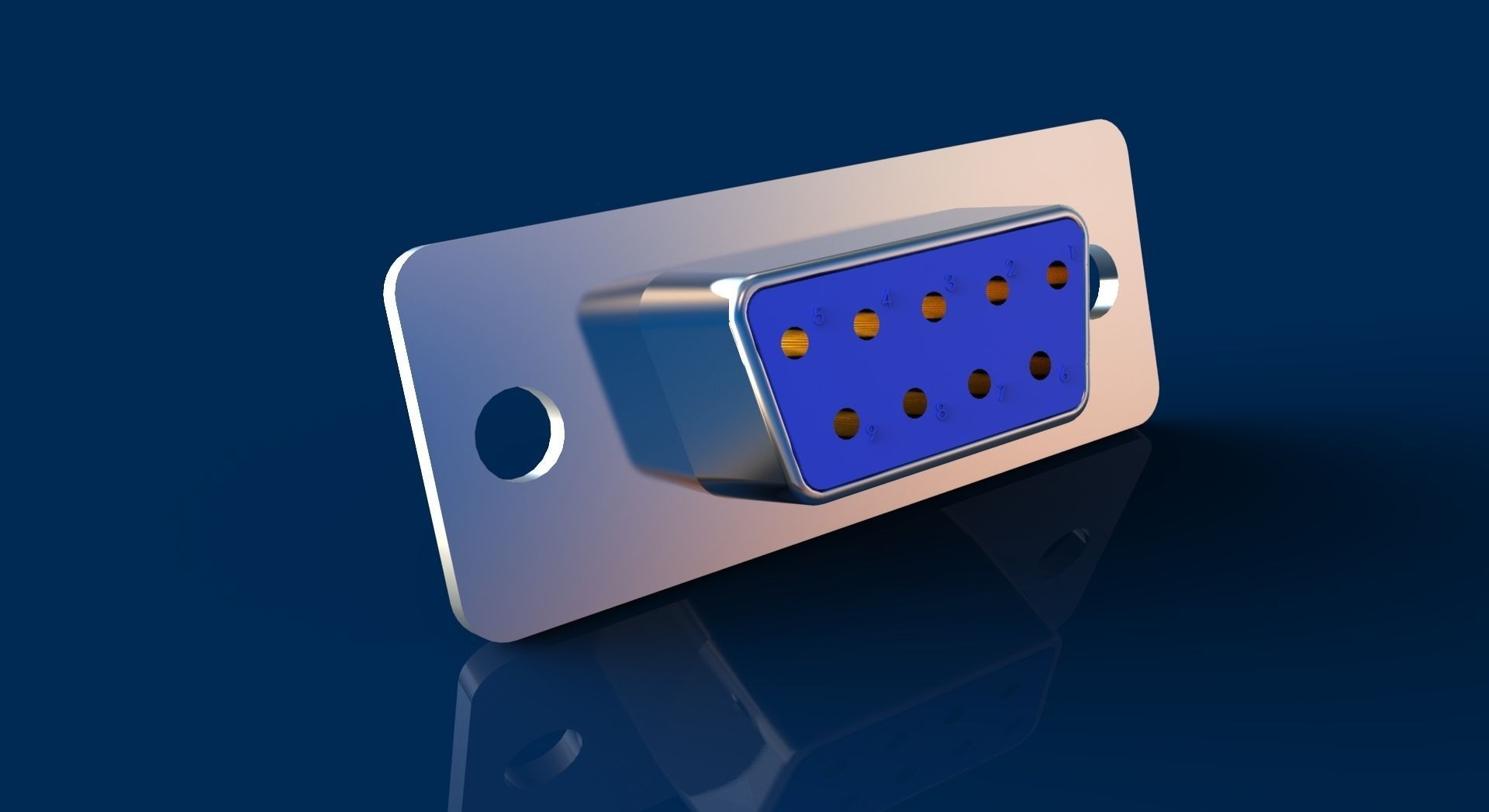 Connector DB9 female free 3D model | CGTrader