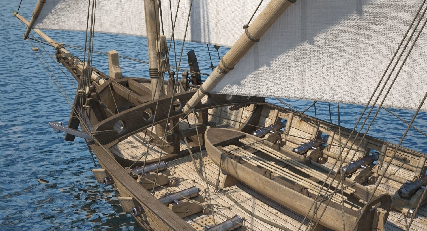 Xebec sailing ship 3D model | CGTrader