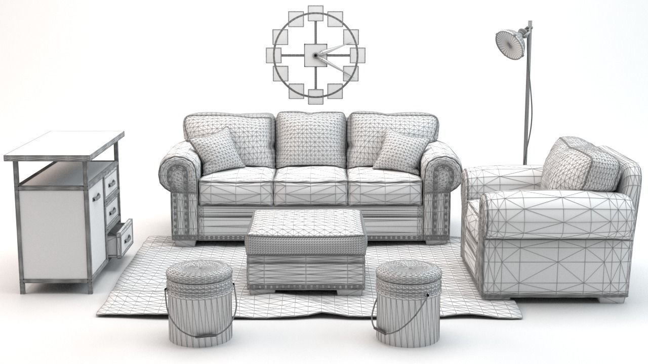 Boho Livingroom Set L086 3D model | CGTrader