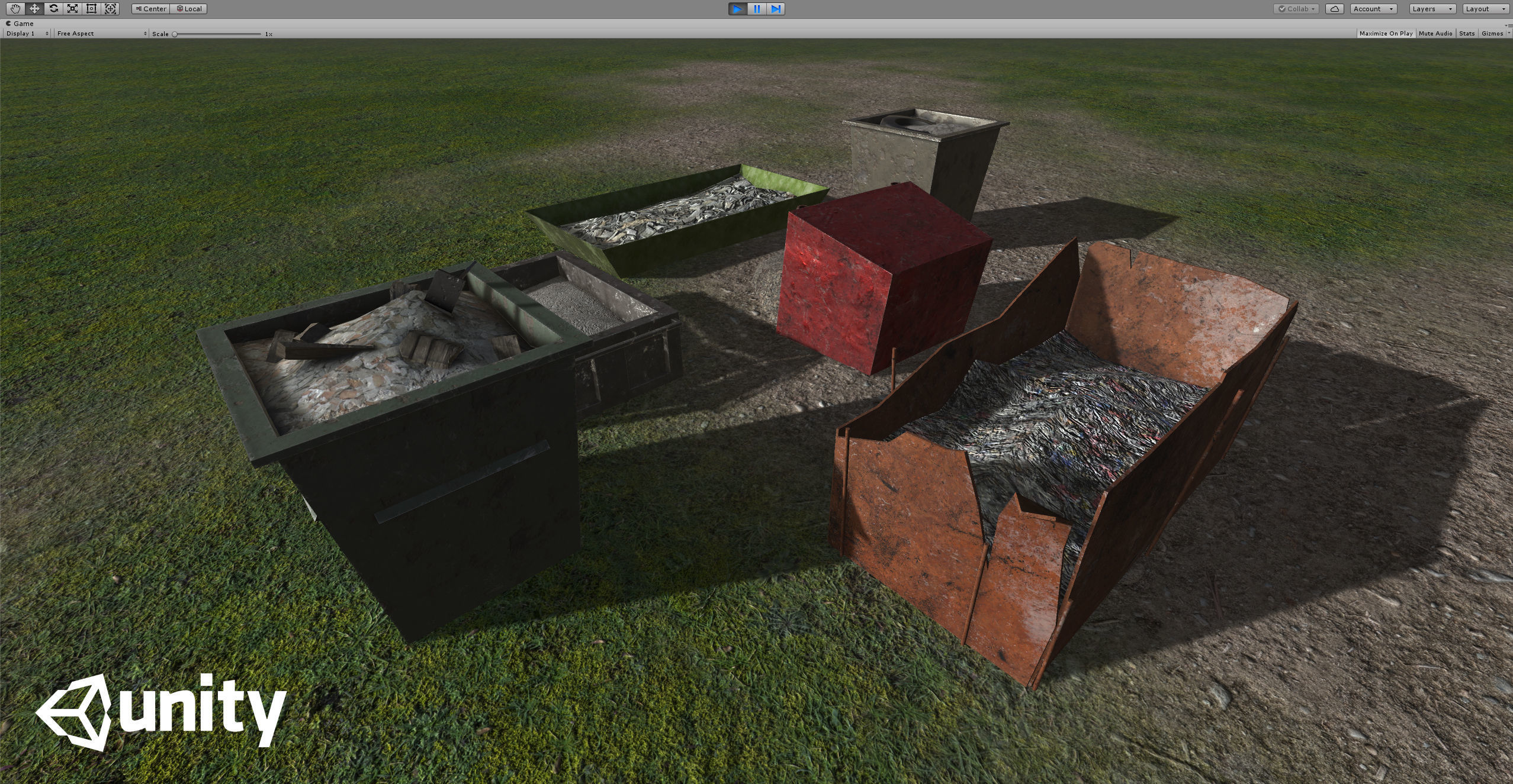 3D model Garbage scrap containers - PBR - lowpoly - set of 6 VR / AR ...