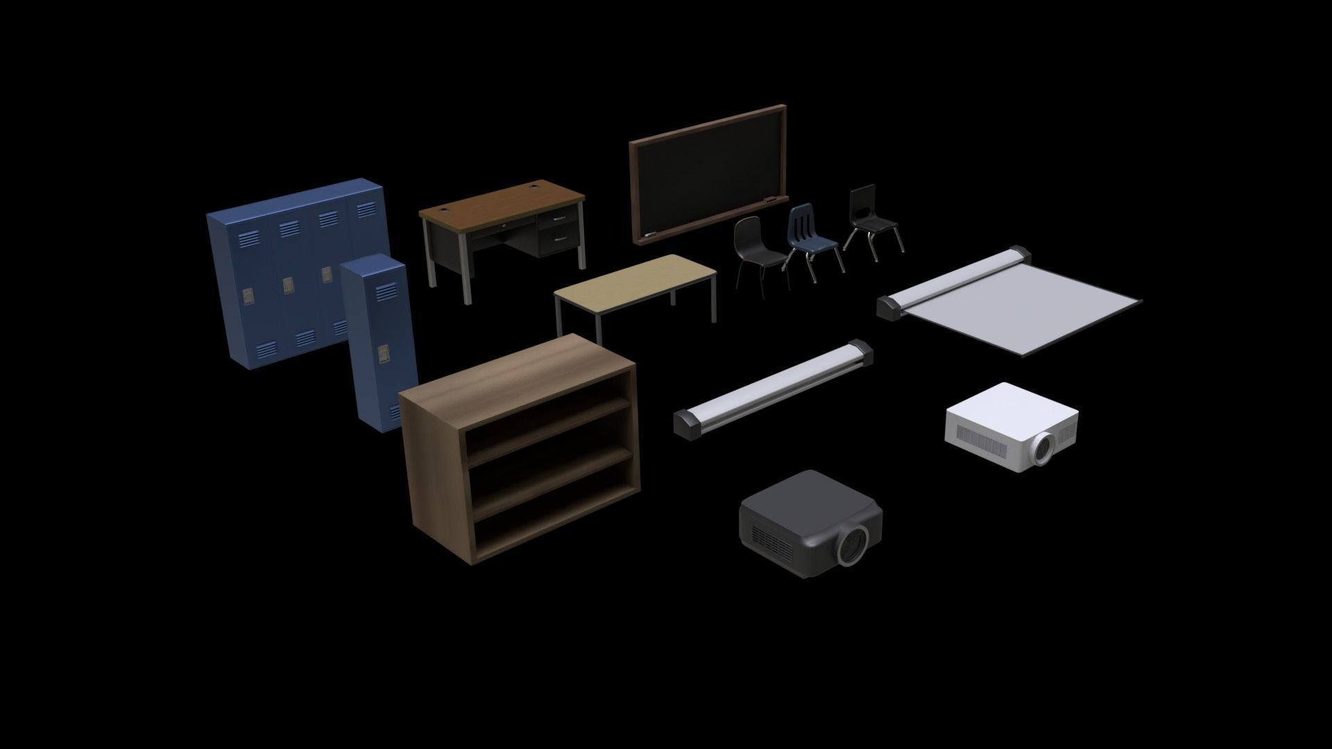 3D model School Classroom Asset Pack VR / AR / low-poly | CGTrader