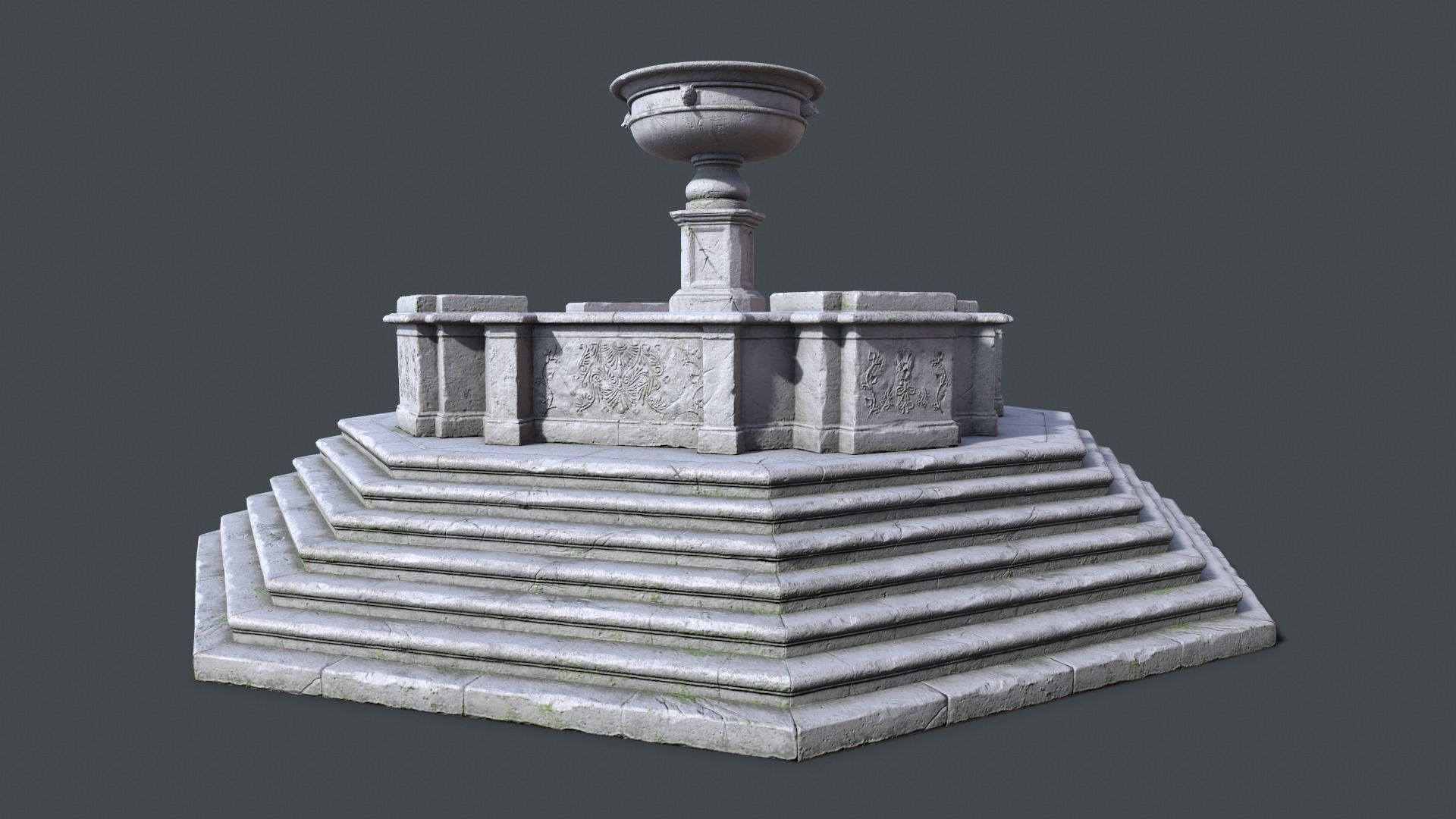 3D model Low-poly Fountain with wolf Heads VR / AR / low-poly | CGTrader