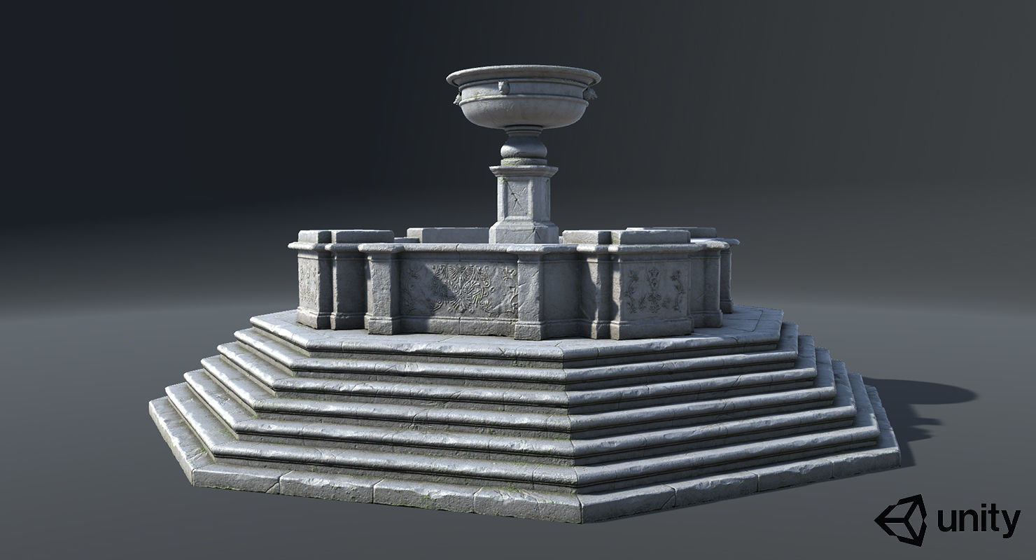 3D model Low-poly Fountain with wolf Heads VR / AR / low-poly | CGTrader