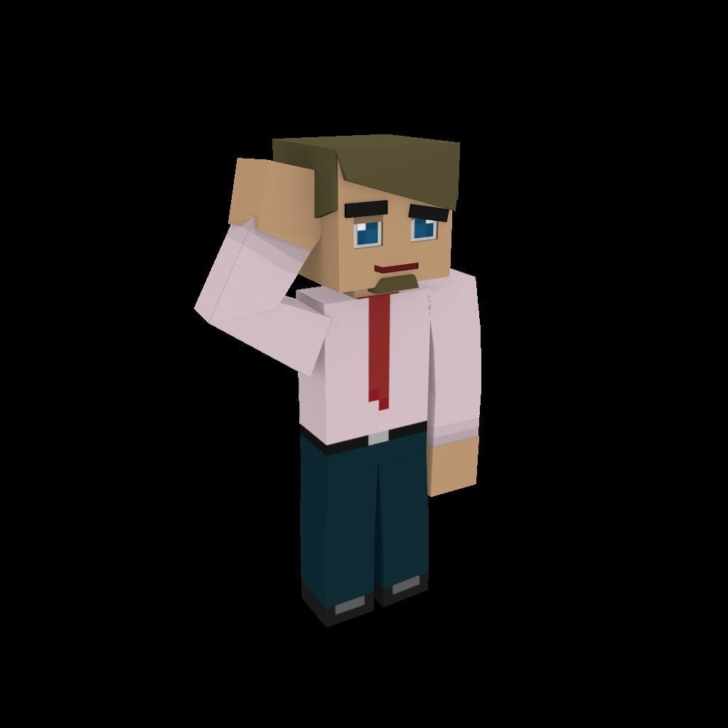 3D model mineCharacters minecraft character holding axe VR / AR / low ...