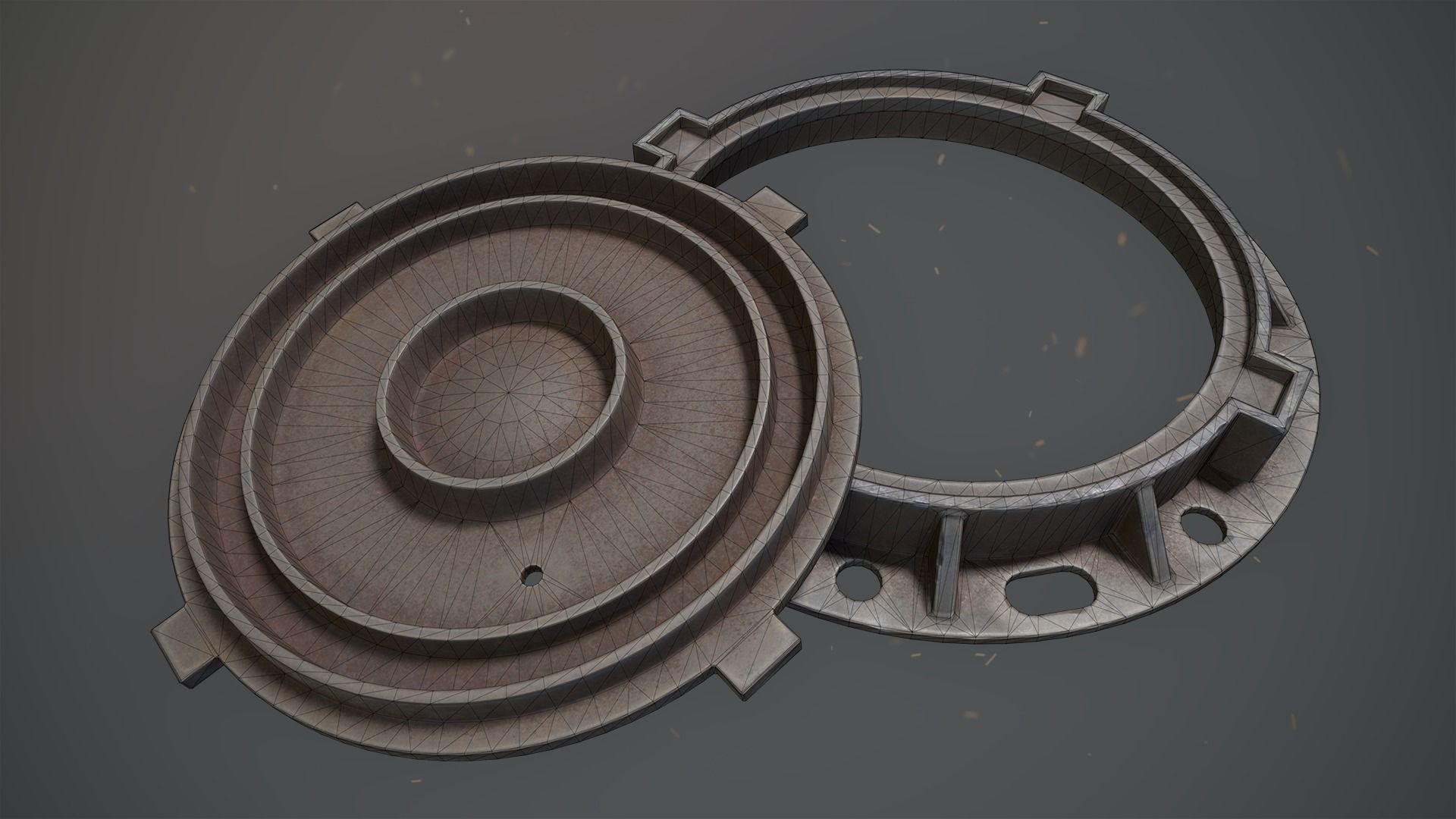 3D model Sewer Hatch Pack 1 LODs Three Texture Options VR / AR / low ...