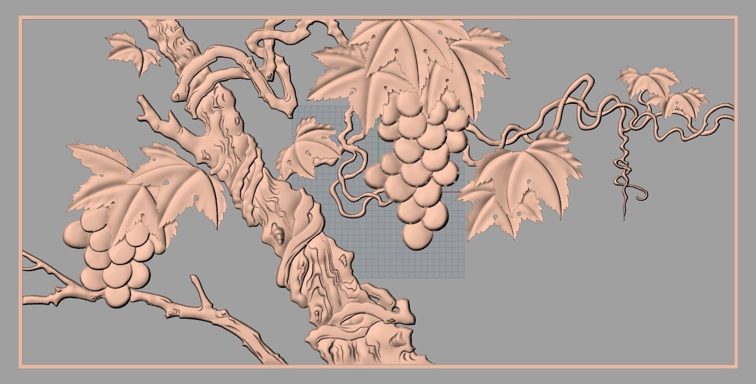 Artcam Aspire grape 3D relief models STL file used for CNC E616 3D ...