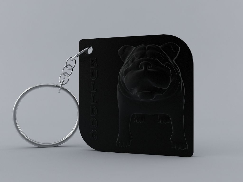English Bulldog Keychain 3D model 3D printable | CGTrader