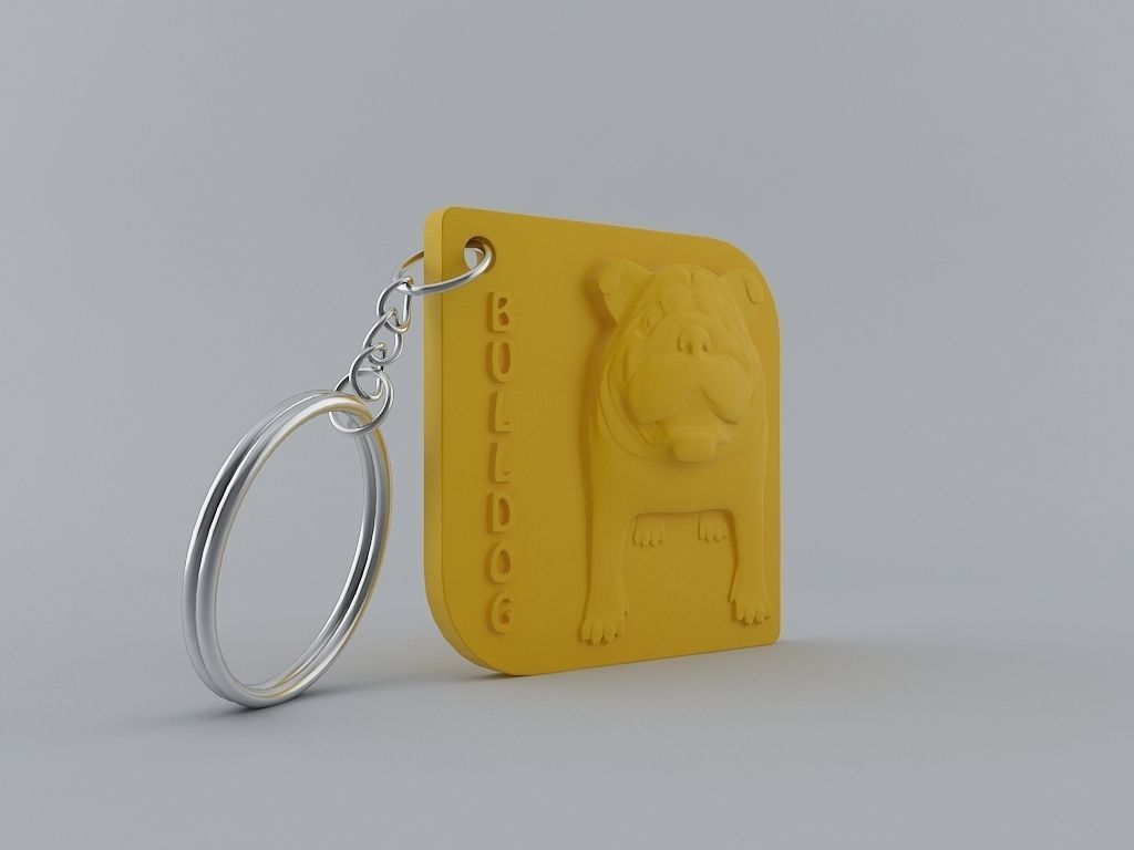 English Bulldog Keychain 3D model 3D printable | CGTrader