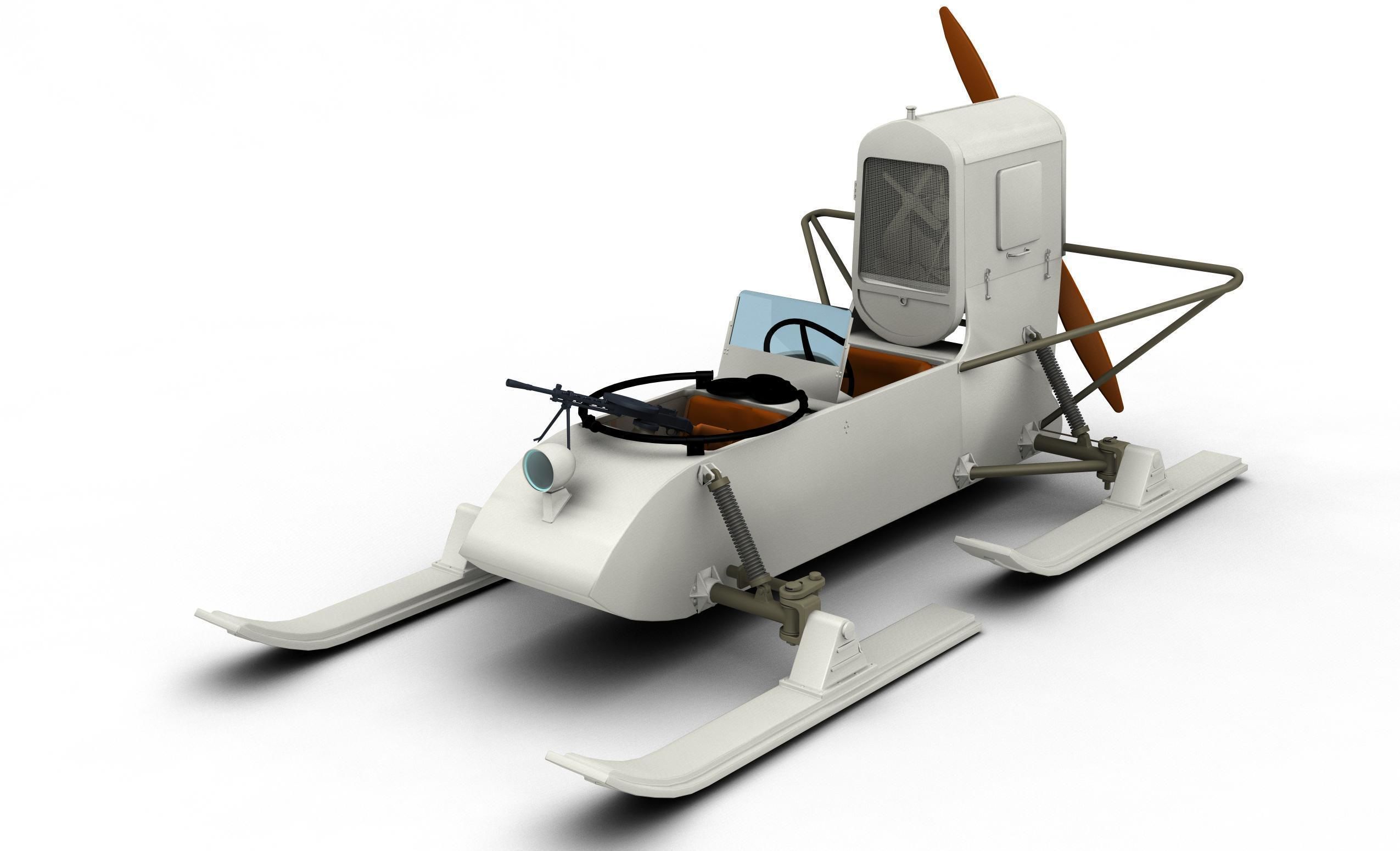 Aerosan RF-8 GAZ-98 and NKL-26 Armoured Sled 3D model | CGTrader