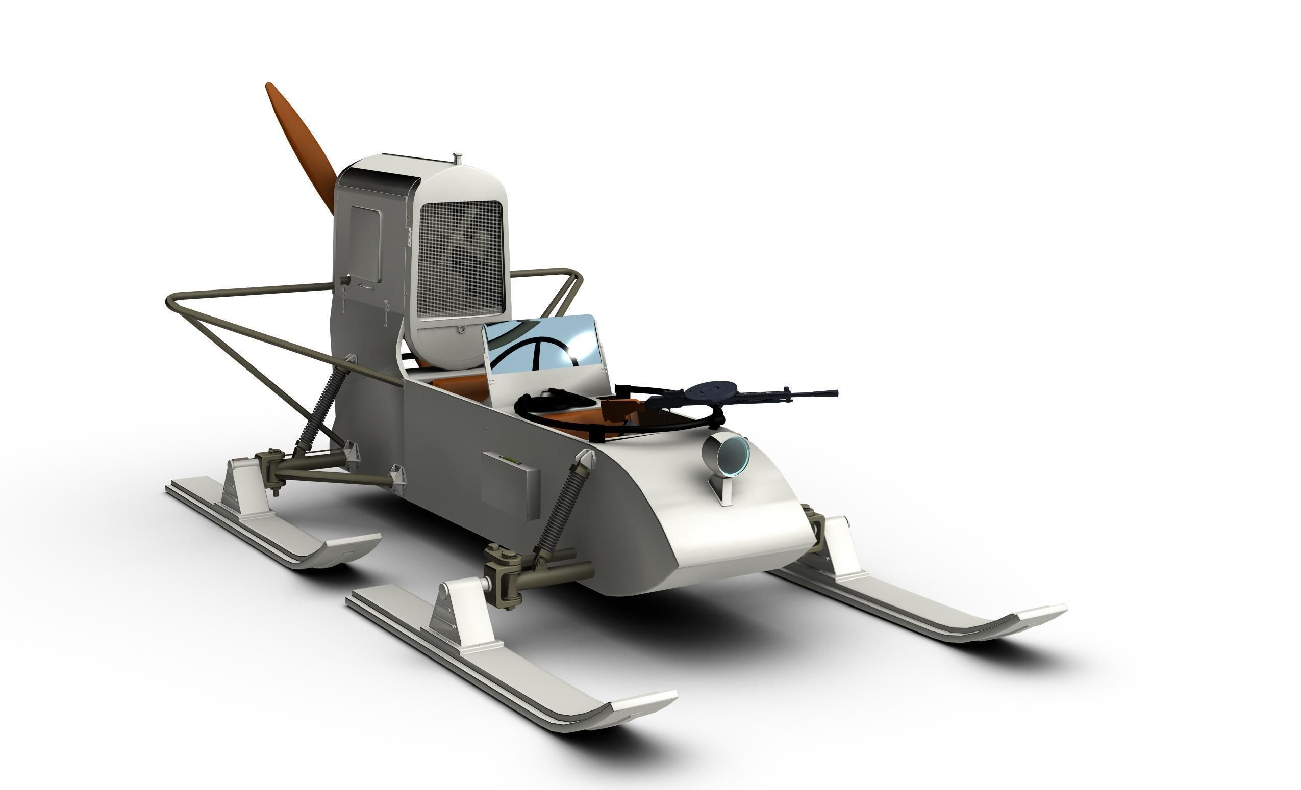 Aerosan RF-8 GAZ-98 and NKL-26 Armoured Sled 3D model | CGTrader