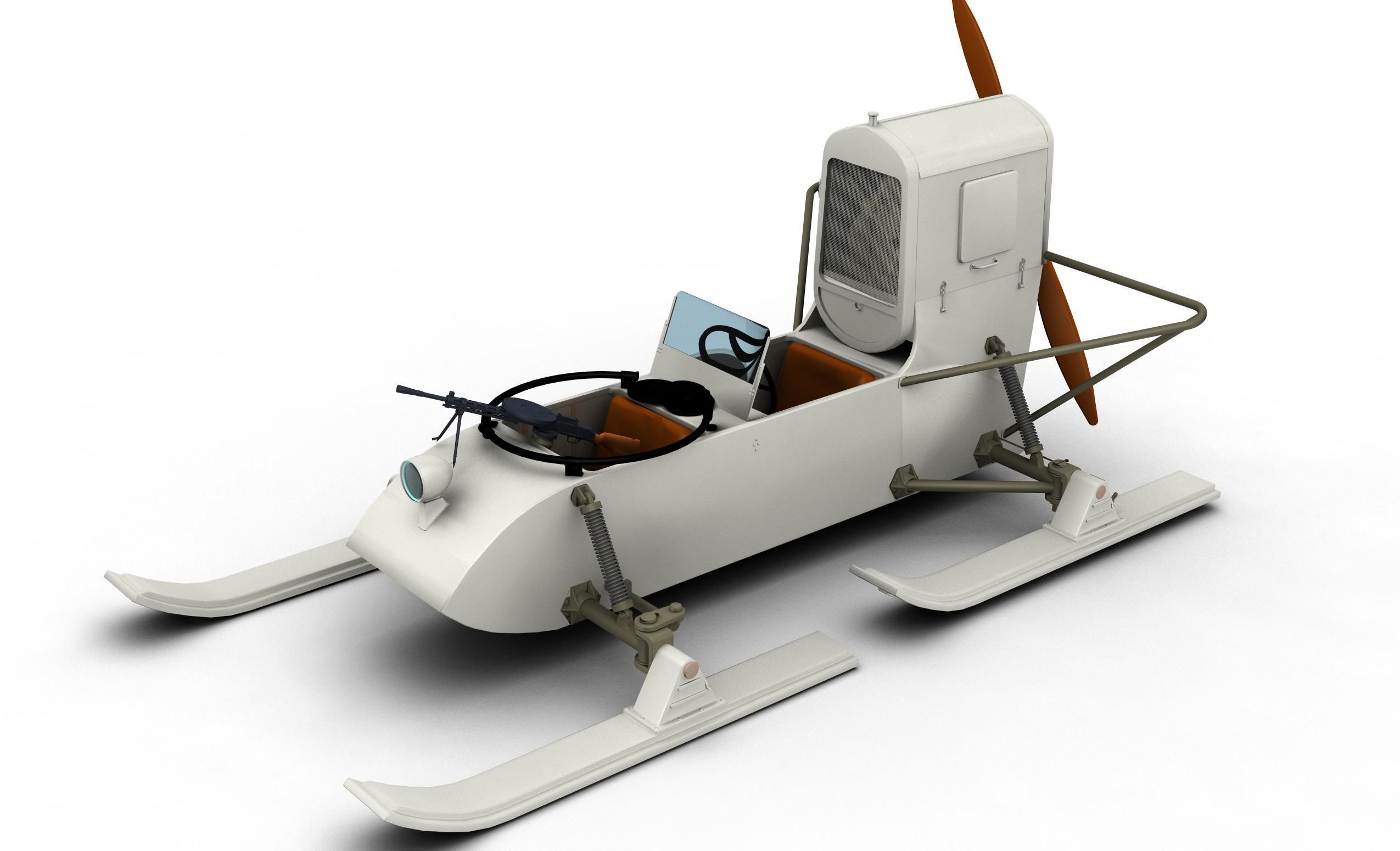 Aerosan RF-8 GAZ-98 and NKL-26 Armoured Sled 3D model | CGTrader