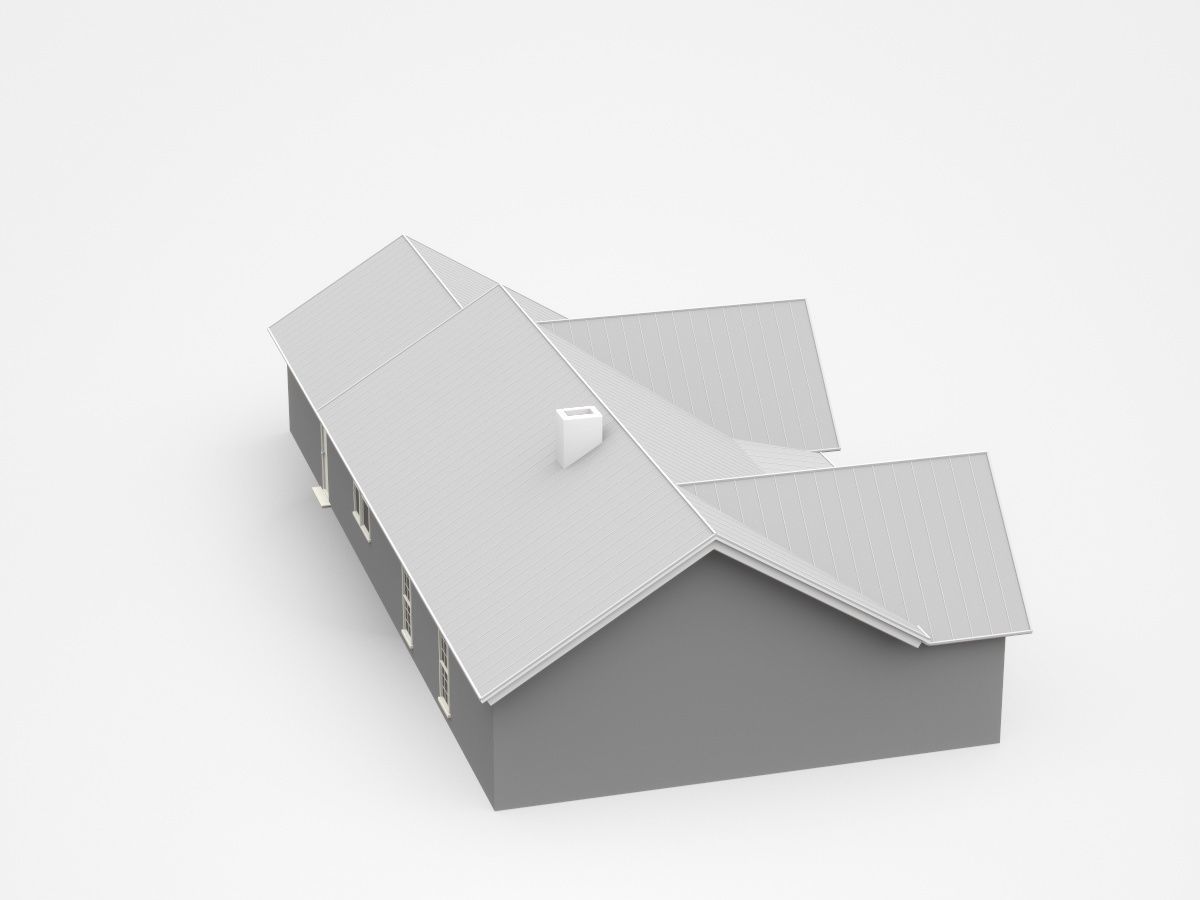 Single-storey Grey House With Veranda 3D model | CGTrader