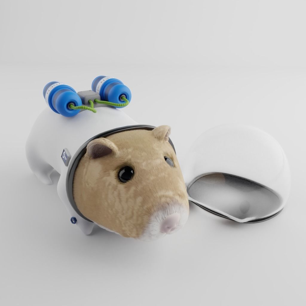 Cartoon Space Hamster Astronaut Toy free 3D model rigged | CGTrader